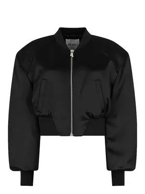 Attico Satin Bomber Jacket - Black