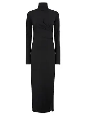 Attico Zip Sleeve Midi Dress - Black
