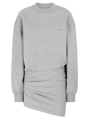 Attico Sweatshirt Mini Dress - Grey Melange