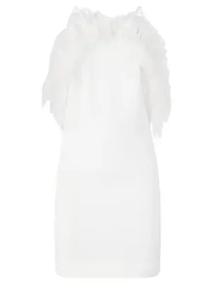 Attico Feathered Mini Dress - White