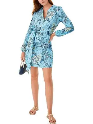 LILLY PULITZER Upf 50+ Ensley Long Sleeve Dress - Bellevue Blue Breakers Beach