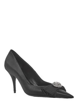 Balenciaga Avenue Palazzo Pointed Pumps - Black/crystal