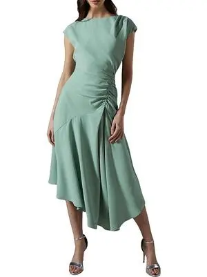 Coast Drape Side Cap Sleeve Midi Dress Sage