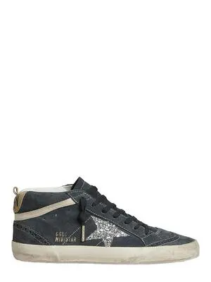 GOLDEN GOOSE Mid Star Suede Sneakers - Blue/silver