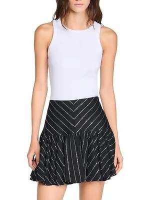 Sandro Striped Sequin Mini Skirt - Black / White