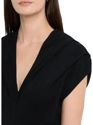 Co Banana Cut Cap-sleeve Midi Dress - Black