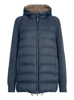 Brunello Cucinelli Nylon Hooded Down Jacket - Blue