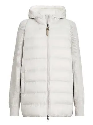 Brunello Cucinelli Nylon Hooded Down Jacket - Light Grey