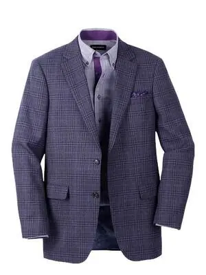 PAUL FREDRICK Cotton Blend Single Breasted Sport Coat Notch Lapel - Purple