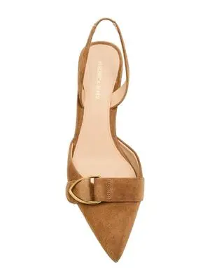 Veronica Beard Loralyn Suede Slingback Pumps Chestnut