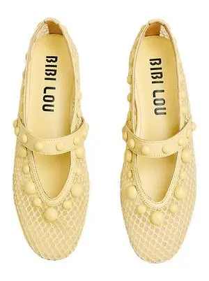 BIBI LOU Netted Studded Mary Jane Flats Yellow