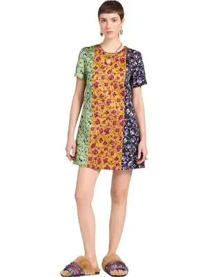 La DoubleJ Mini Swing Silk-blend Jacquard Dress - Honeysuckle Tricolor Jacquard