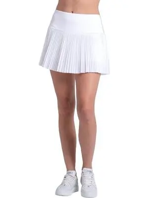Lucky In Love Racer Rib Pleated Skirt - White