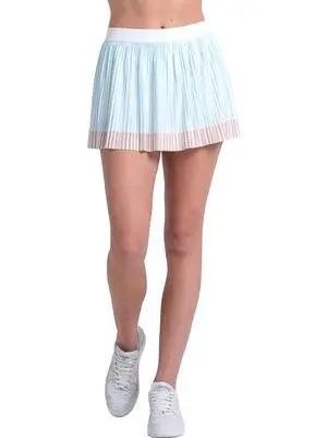 Lucky In Love Pleated Stripe Border Skirt - Blue