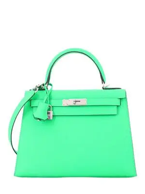 Hermès Kelly Handbag 28 Green Epsom With Palladium Hardware - Vert Comics