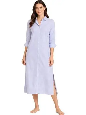 SITANO Lido Midi Shirt Dress - Light Blue Stripes