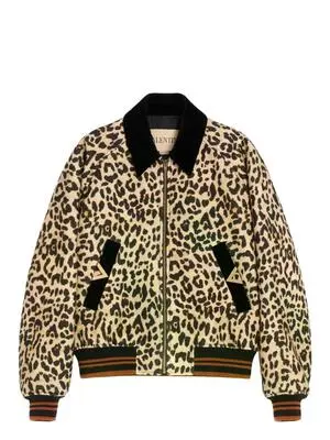 Valentino Garavani Leopard-print Wool Bomber Jacket - Neutrals