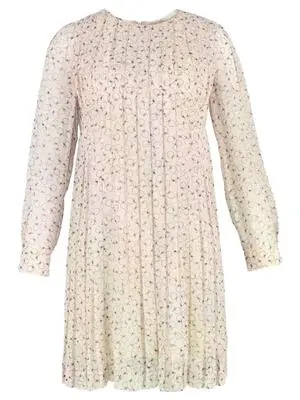 Chloé Pleated Printed Knee Length Dress - Neutrals
