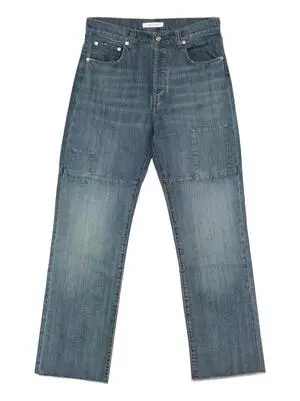 WALES BONNER Patched Slub Wide-leg Jeans - Blue