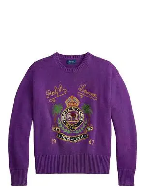 Polo Ralph Lauren Embroidered Crew-neck Sweater - Purple