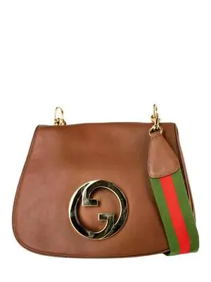 Gucci Medium Blondie Flap Leather Shoulder Bag - Brown