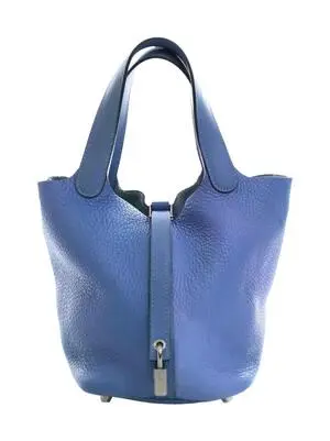 Hermès Clemence And Swift Picotin Lock 18 Handbag - Blue