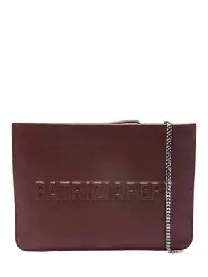 Patrizia Pepe Embossed-logo Leather Clutch - Brown