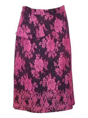 Erdem Shawna Lace Floral Midi Skirt - Pink