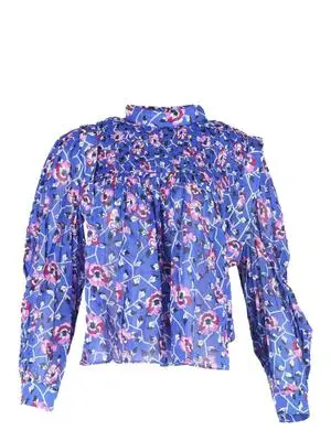 ISABEL MARANT VINTAGE Floral Pintucked Blouse - Blue