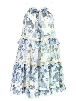 Zimmermann Tiered Floral-print Dress - White