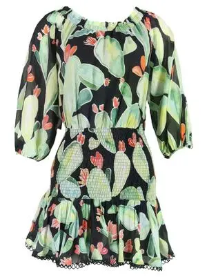 Charo Ruiz Ibiza Giulia Cactus-print Dress - Black