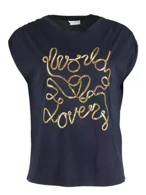 Sandro World Lovers Print T-shirt - Blue