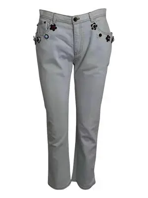 Fendi Flowerland Cotton Denim Trousers - Grey