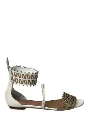 Alaïa Ankle-cuff Laser-cut Sandals - White