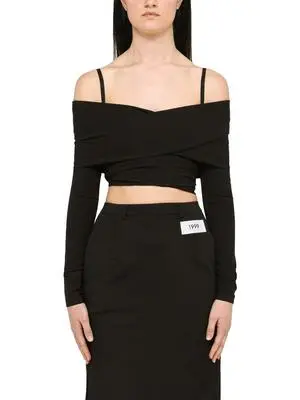 Dolce & Gabbana Boat Neckline Top - Black