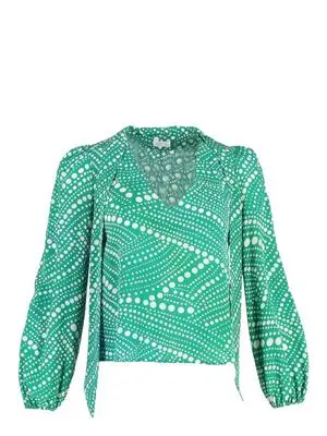 Rixo Printed Silk Blouse - Green