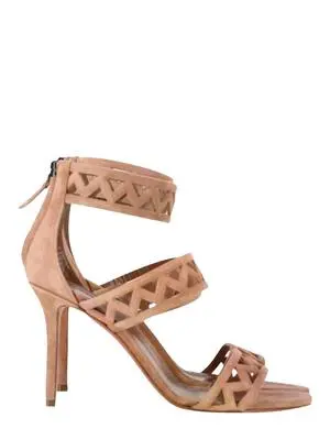 Alaïa Laser-cut Suede Sandals - Brown