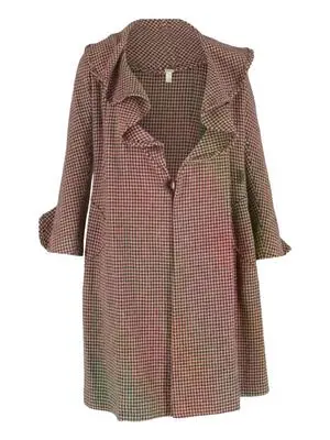 Sonia Rykiel Paris Houndstooth Ruffled-collar Coat - Brown