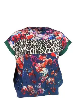 MSGM Floral And Leopard-print Blouse - Blue