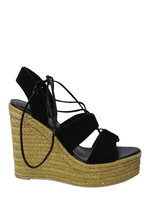 Saint Laurent Platform Wedge Espadrilles - Black
