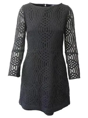 Maje Lace Cutout Mini Dress - Black