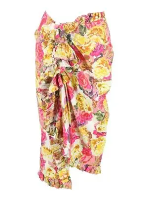 Dries Van Noten Floral Ruffled Midi Skirt - Yellow