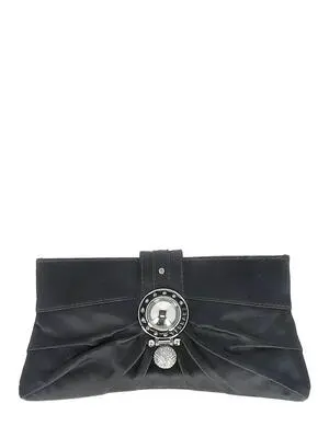 Versace Crystal-embellished Satin Clutch - Black
