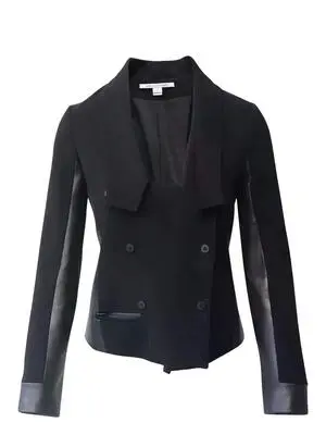 Diane Von Furstenberg Double-breasted Cropped Blazer - Black
