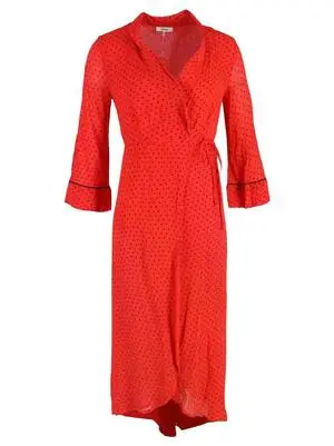 GANNI Polka-dot Wrap Midi Dress - Red