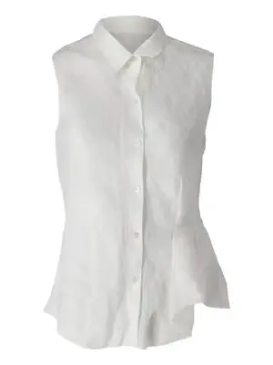 Theory Ruffled Sleeveless Blouse - White