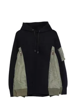 Sacai Paneled Zip-pocket Hoodie - Blue