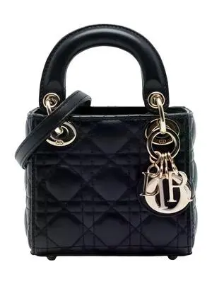 Dior 2021 Micro Lambskin Cannage Lady Satchel - Black