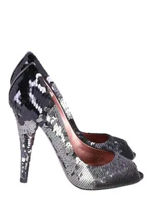 Miu Miu Sequin Embellished Peep-toe Pumps - Purple