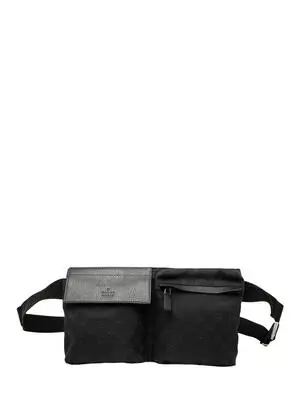 Gucci Gg Canvas Double Pocket Belt Bag - Black